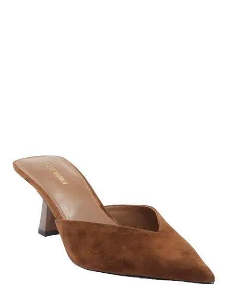 Steve Madden Mod Pointed Toe Mule Pumps - Brown Suede