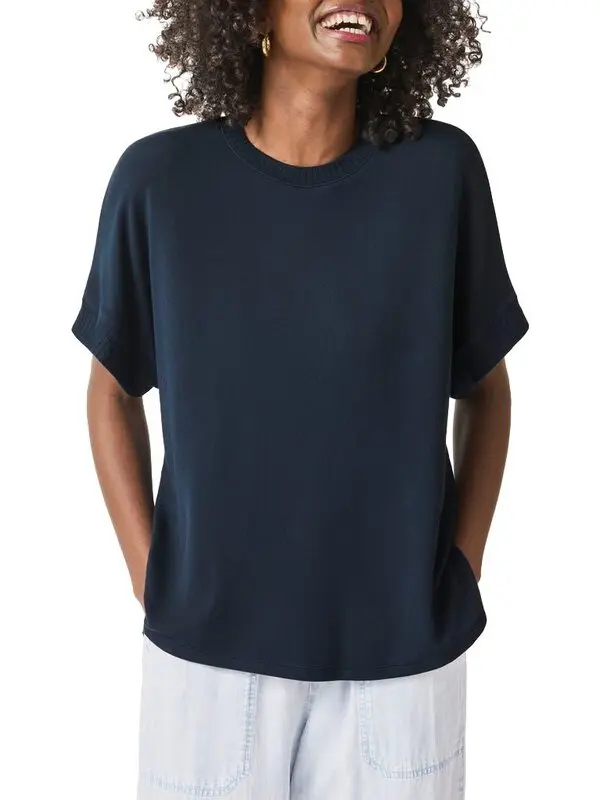 Splendid Supersoft Short Sleeve Sweatshirt - Navy