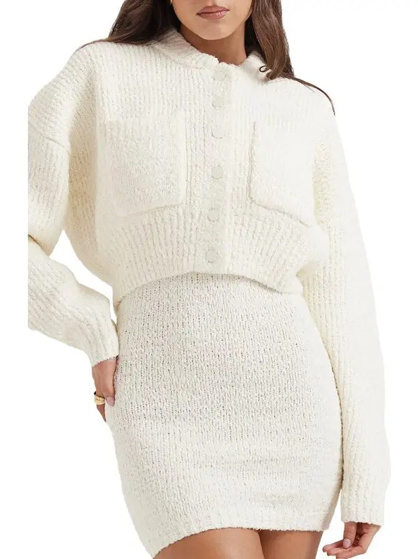 House Of Cb Salilah Chenille Cardigan - Cream