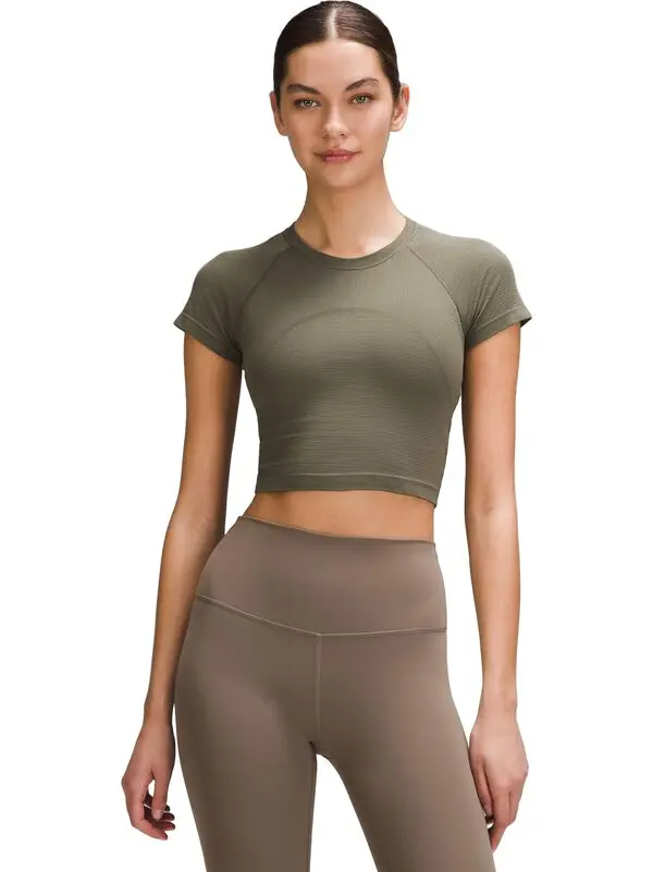 Lululemon Swiftly Tech Cropped Short-sleeve Shirt 2.0 - Army Green