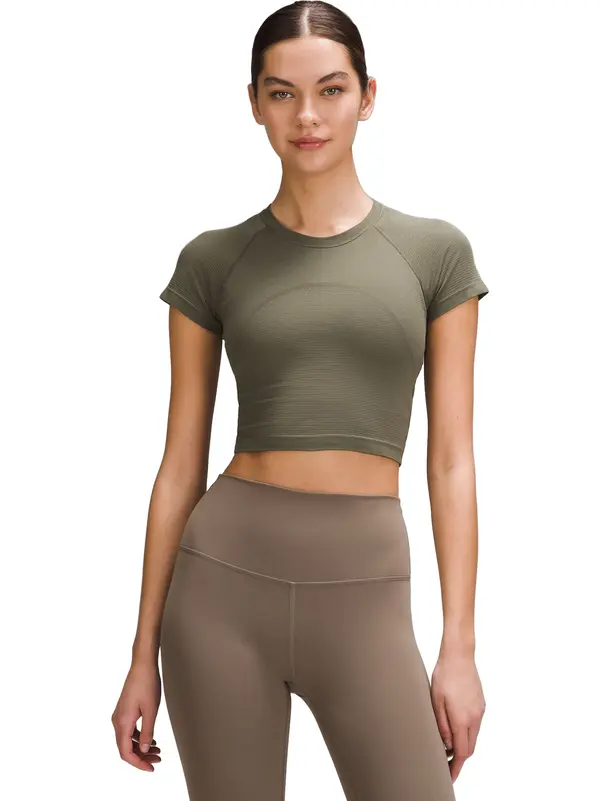 Lululemon Swiftly Tech Cropped Short-sleeve Shirt 2.0 - Army Green/army Green