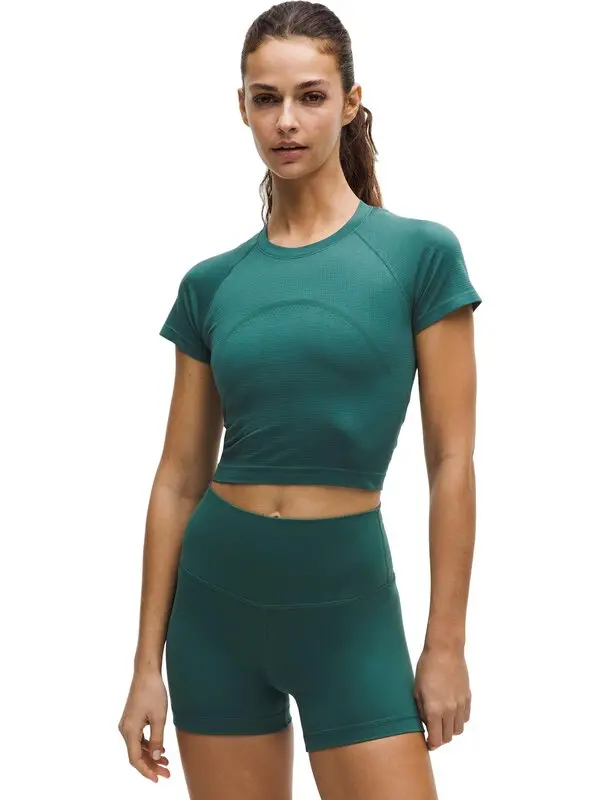 Lululemon Swiftly Tech Cropped Short-sleeve Shirt 2.0 - Deep Marina/deep Marina
