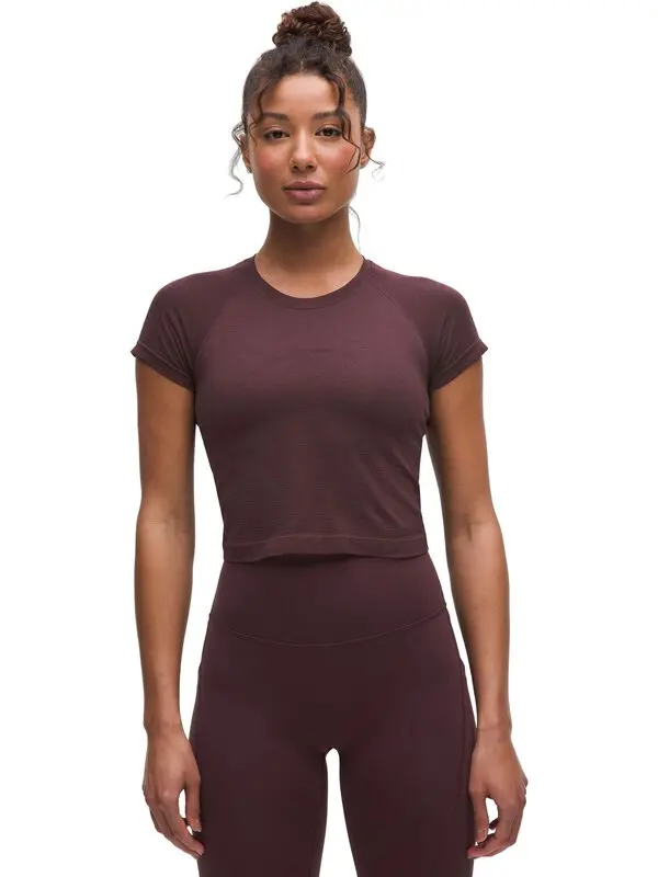 Lululemon Swiftly Tech Cropped Short-sleeve Shirt 2.0 - Goodnight Plum/goodnight Plum
