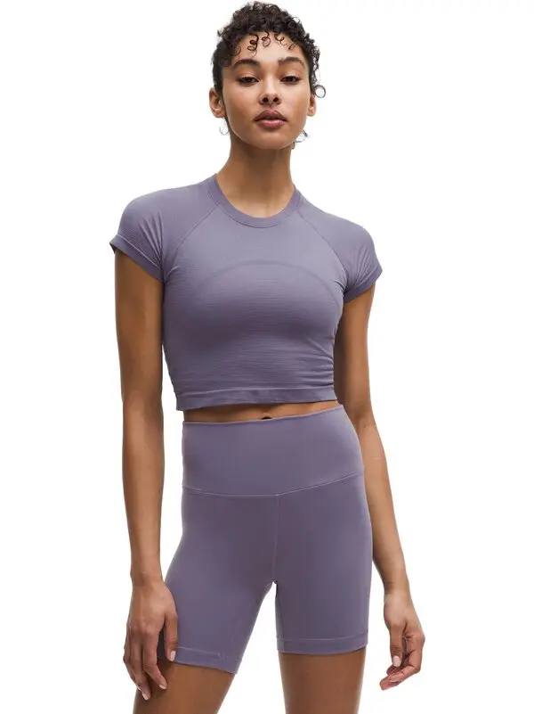 Lululemon Swiftly Tech Cropped Short-sleeve Shirt 2.0 - Grape Mist/grape Mist