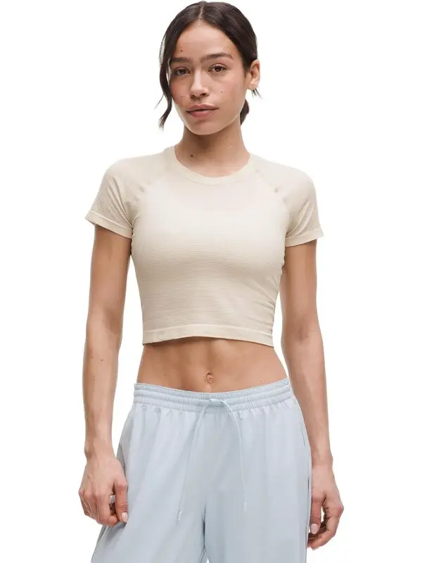 Lululemon Swiftly Tech Cropped Short-sleeve Shirt 2.0 - Light Ivory/light Ivory