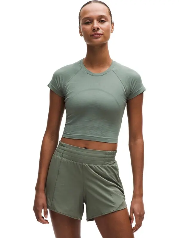 Lululemon Swiftly Tech Cropped Short-sleeve Shirt 2.0 - Willow Leaf/willow Leaf