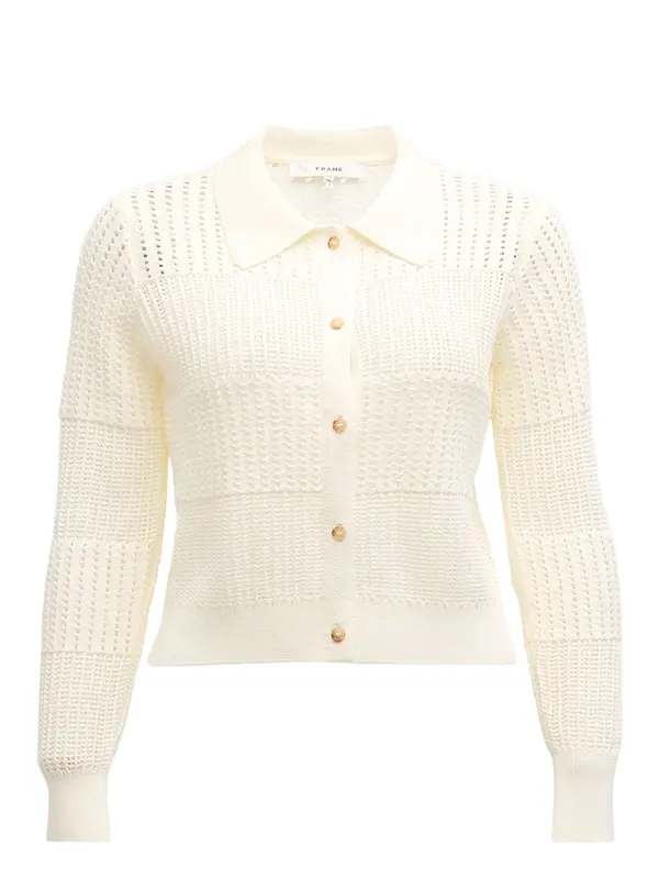 FRAME Shrunken Crochet Cardigan - Off White