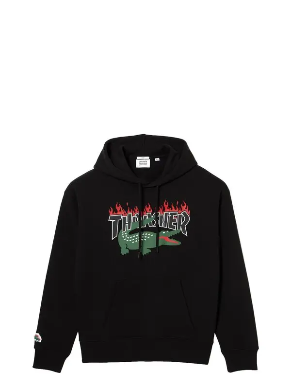 Lacoste X Thrasher Oversized Sweat Hoodie - Black