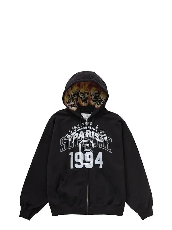 Supreme Mm6 Maison Margiela Zip Up Hooded Sweatshirt - Black