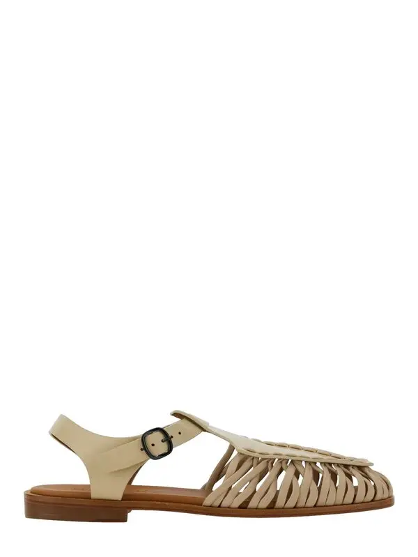 Hereu Flat Sandal With Buckled Ankle Strap - Ivory