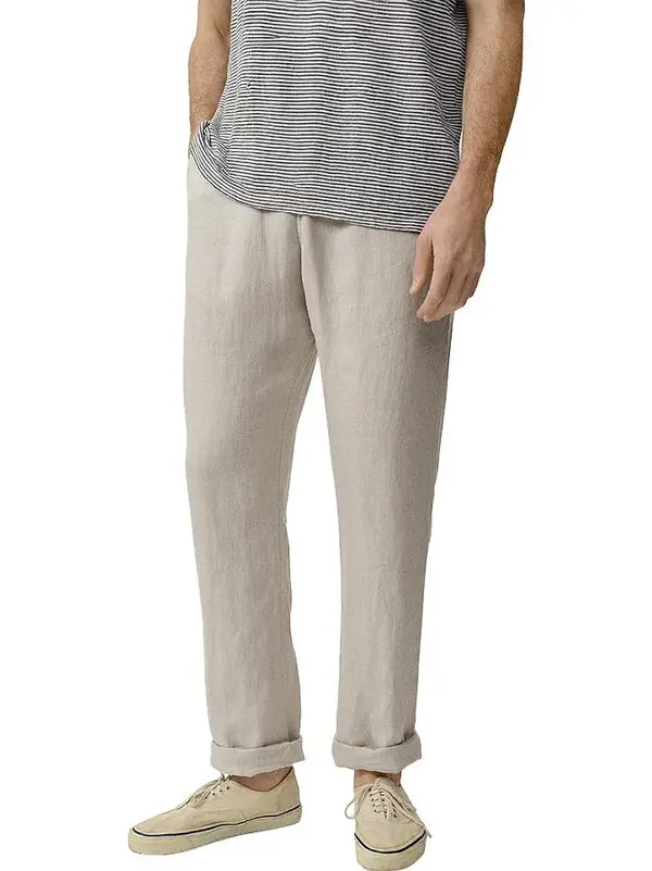 ALEX CRANE Regular Fit Linen Drawstring Pants - Bone