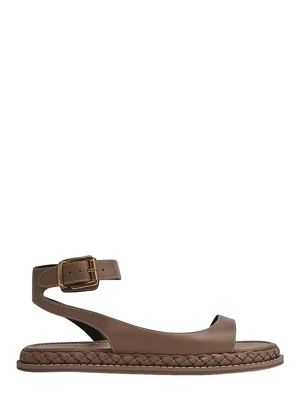 REISS Plaited Flat Sandals - Tan