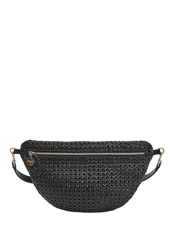 Clare V. Grande Fanny Woven Leather Belt Bag - Black