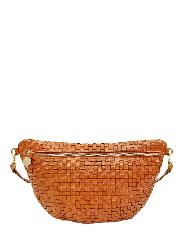 Clare V. Grande Fanny Woven Leather Belt Bag - Natural
