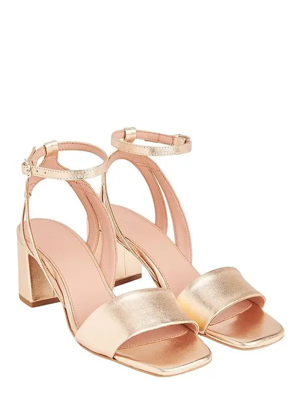 Whistles Eden Ankle Strap Block Heel Sandals - Gold