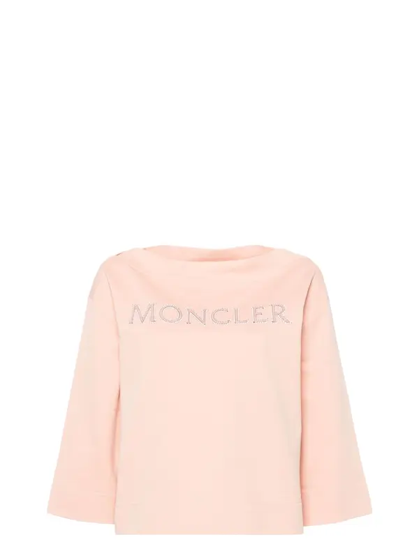 Moncler Logo-appliqué Boat-neck Sweatshirt - Pink