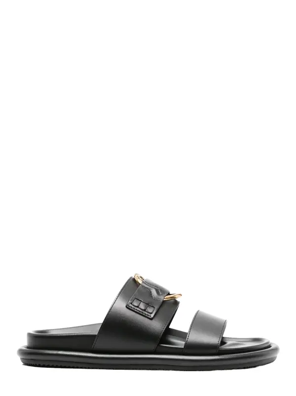 Moncler Bell Leather Slides - Black