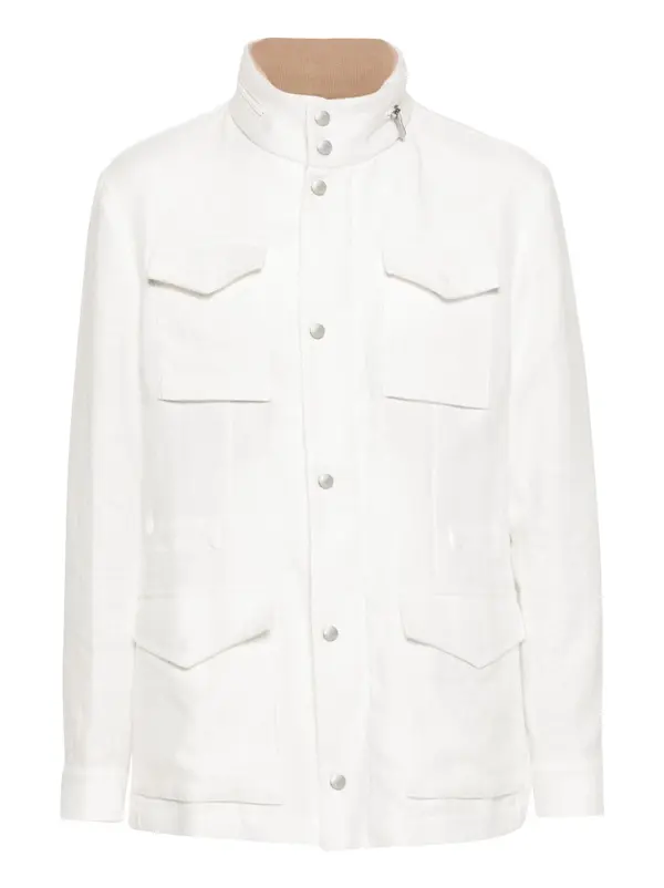 Eleventy Linen Field Jacket - White