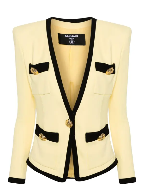 Balmain Collarless Crepe Blazer - Yellow
