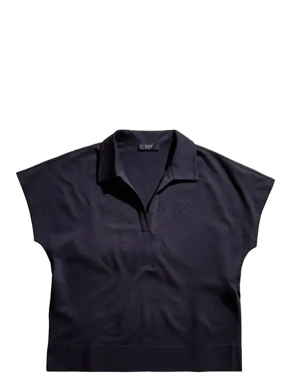 FAY Logo-embroidered Piqué Polo Shirt - Blue