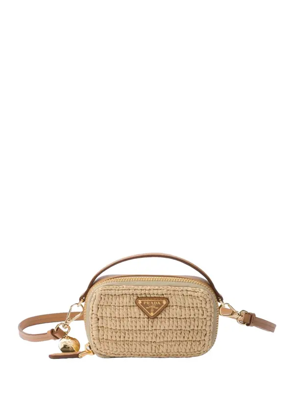 Prada Logo-plaque Crochet Pouch - Neutrals