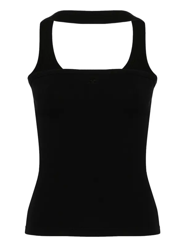 COURREGES Logo-embroidered Top - Black