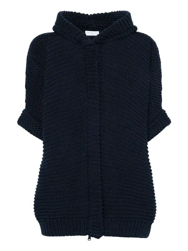 Brunello Cucinelli Chunky-knit Hooded Cardigan - Blue