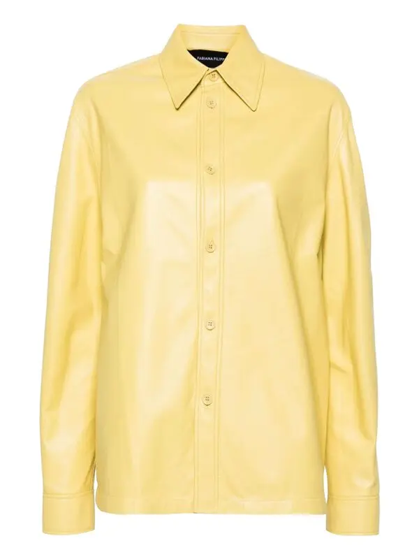Fabiana Filippi Leather Shirt Jacket - Yellow