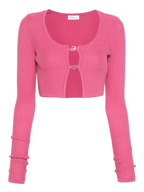Blumarine Logo-plaque Cropped Cardigan - Pink