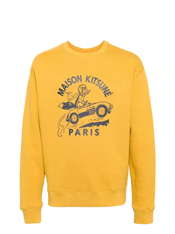 Maison Kitsuné Racing Fox Cotton Sweatshirt - Yellow