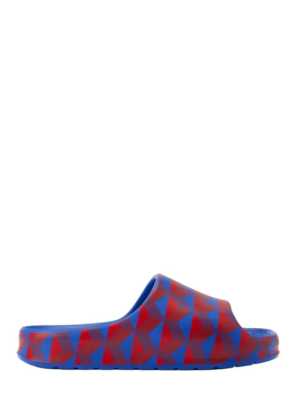 Lacoste Geometric-print Slides - Blue