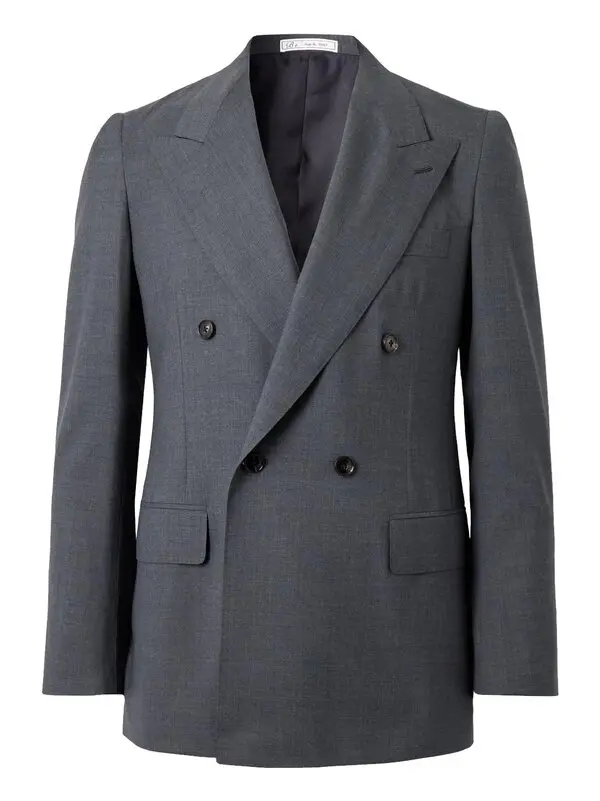 UMIT BENAN Double-breasted Wool Suit Jacket - Gray