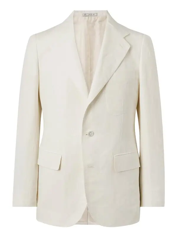UMIT BENAN Linen And Silk-blend Suit Jacket - Neutrals
