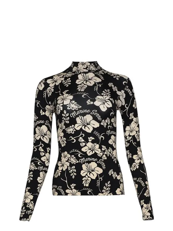 MARINE SERRE High Neck Top - Black Floral