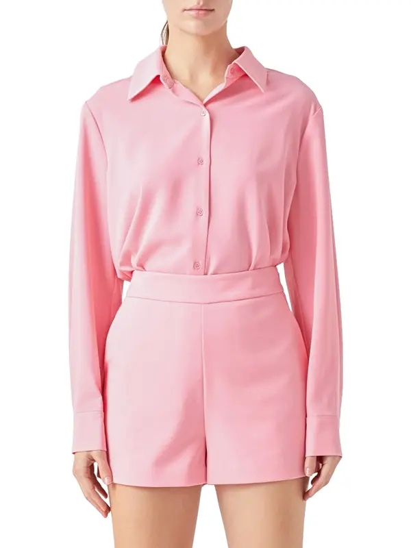 Endless Rose Solid Button-up Shirt - Light Pink
