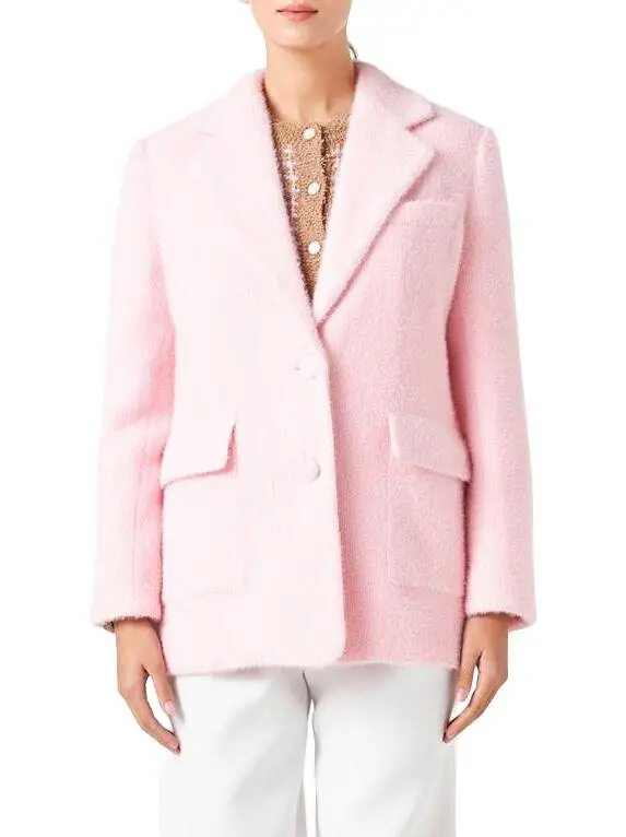 Endless Rose Textured Single-breasted Blazer - Pink