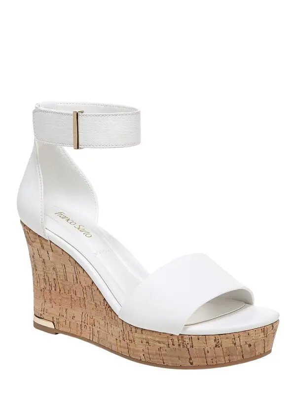 Franco Sarto Clemens Ankle Strap Wedge Sandal - White