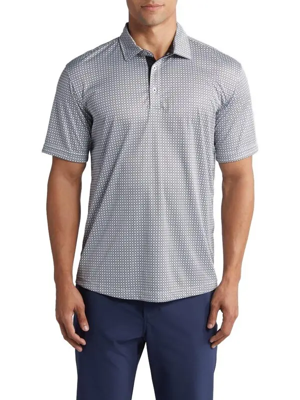 SWANNIES Tanner Geo Print Performance Golf Polo - Glacier-black