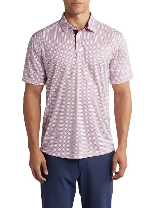 SWANNIES Tanner Geo Print Performance Golf Polo - Maroon