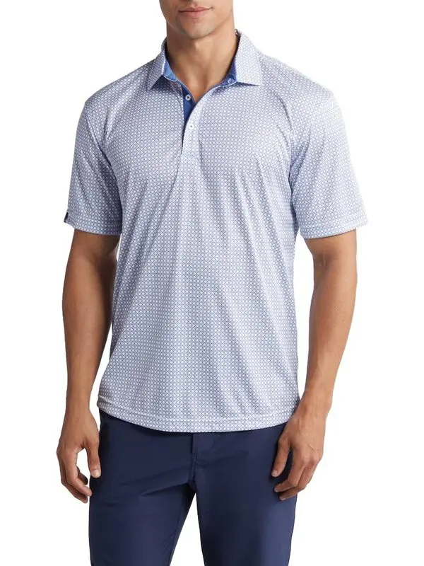 SWANNIES Tanner Geo Print Performance Golf Polo - Navy