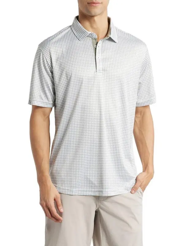 SWANNIES Tanner Geo Print Performance Golf Polo - Olive