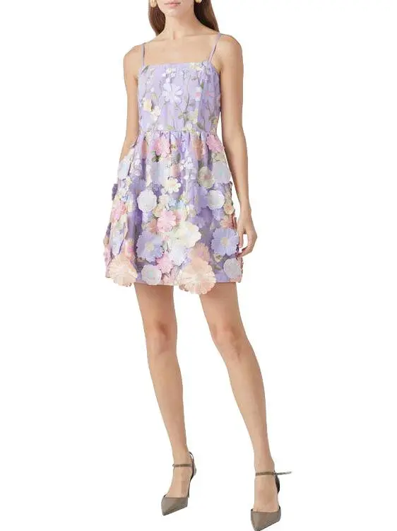 Endless Rose Floral Embroidered Fit & Flare Mini Dress - Lilac