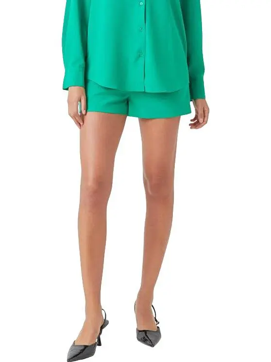 Endless Rose High-waisted Stretch Crepe Shorts - Green