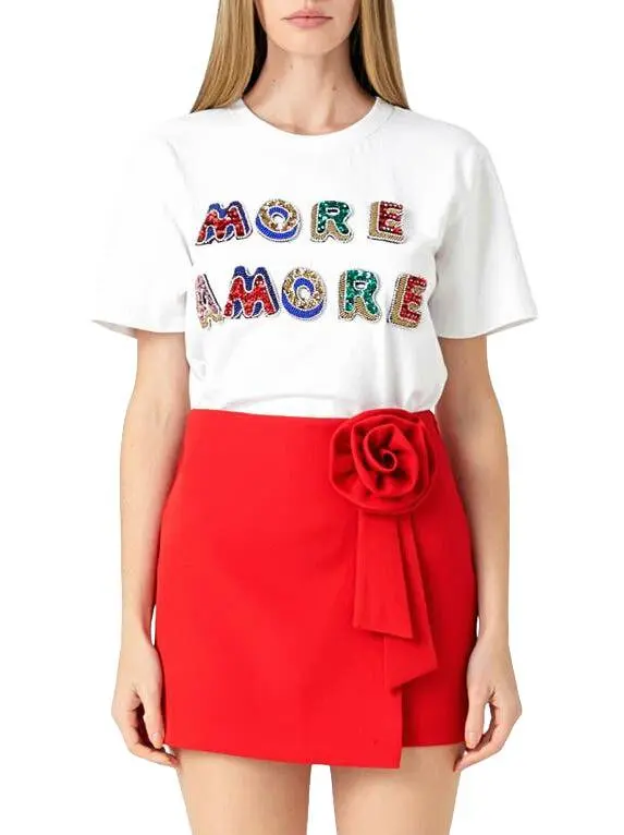 Endless Rose More Amore Embellished Graphic T-shirt - White