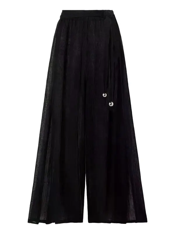 Lisa Marie Fernandez Belted Crinkled Wide-leg Pants - Black