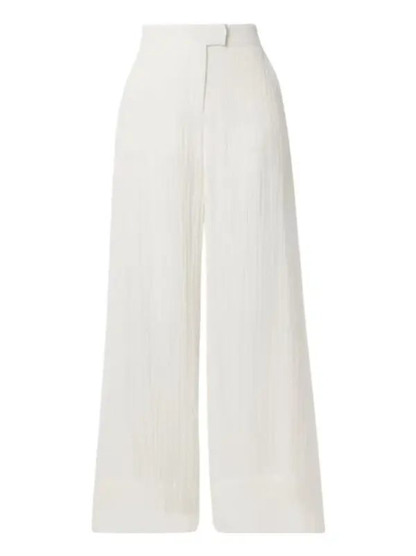 Lisa Marie Fernandez Crinkled Wide-leg Pants - Ivory