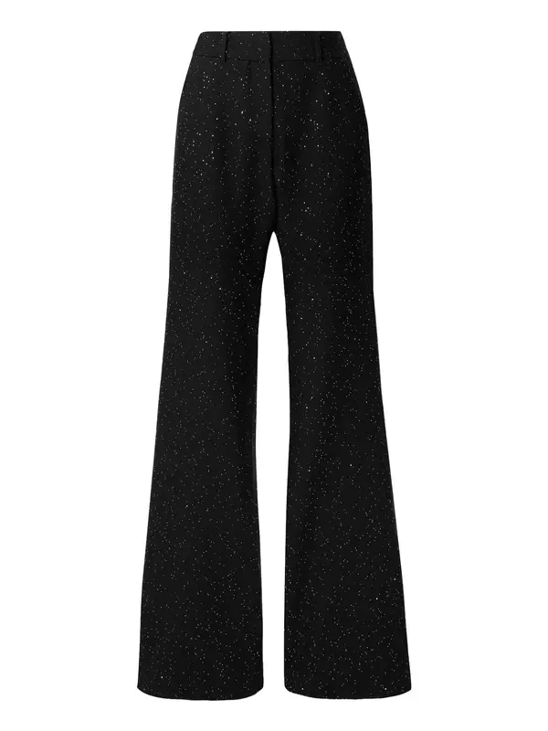 Gabriela Hearst Allanon Sequin-embellished Flared Pants - Black
