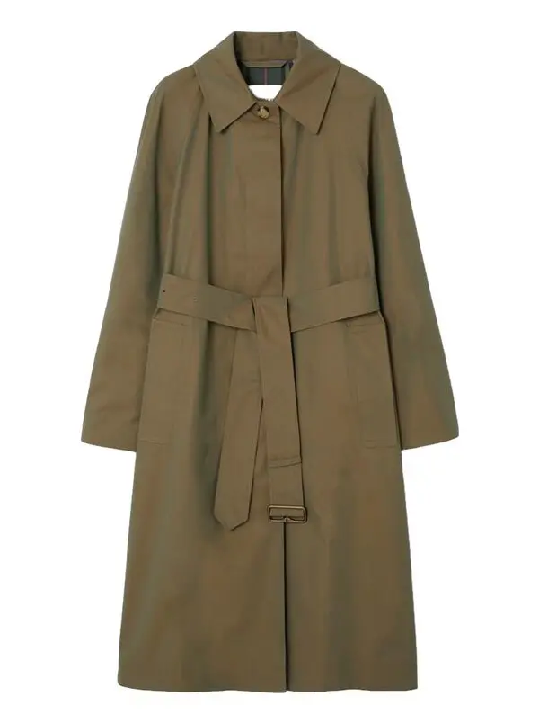 Burberry Long Gabardine Car Coat - Bright Olive