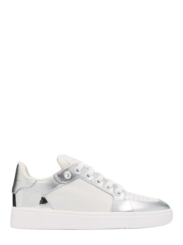 GIUSEPPE ZANOTTI Metallic-trim Leather Low-top Sneakers - Whtsilv