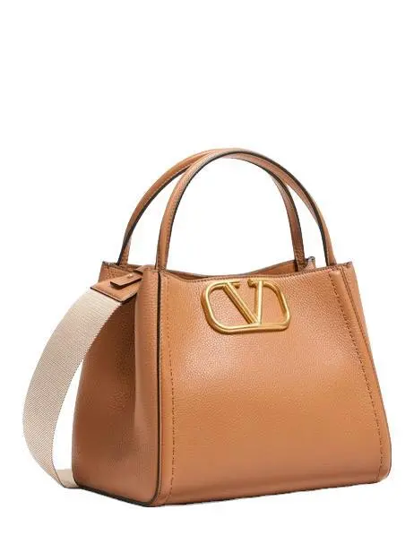 Valentino Garavani Alltime Medium Handbag In Grainy Calfskin - Metallic
